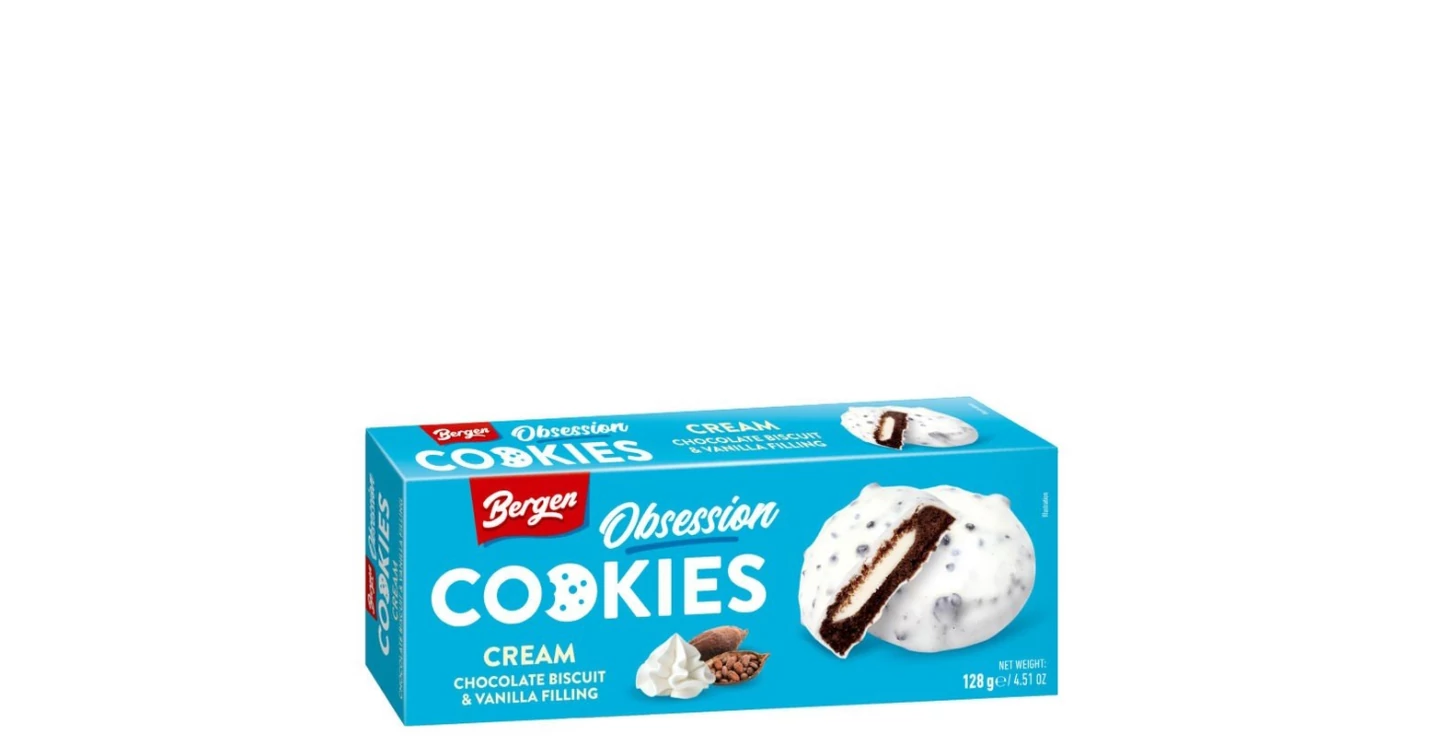 Bergen Cookies & Cream - Vanilla Flavoured Filling Keksz Box [128g ...