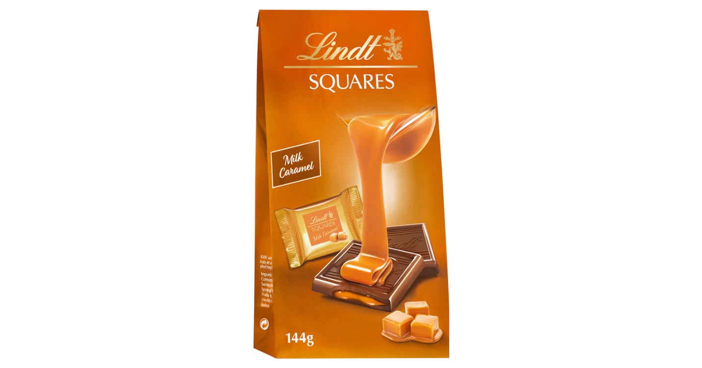 Lindt Squares Tejcsokoládé Karamell Töltelékkel [144g] - iDrinks.hu